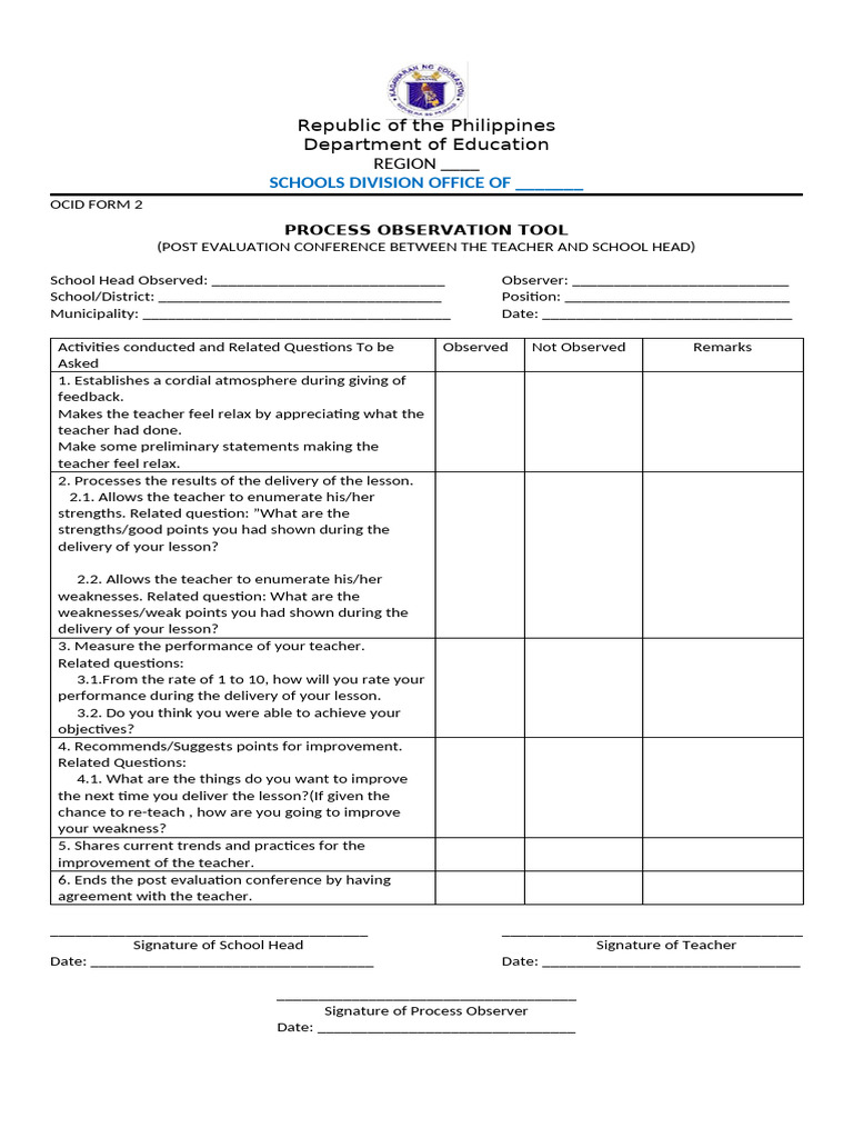 Process Observation Tool | PDF