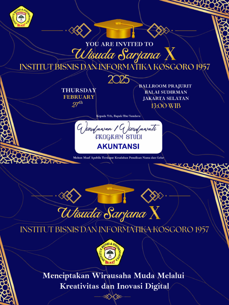 Undangan Wisuda Ke-X - Akuntansi | PDF