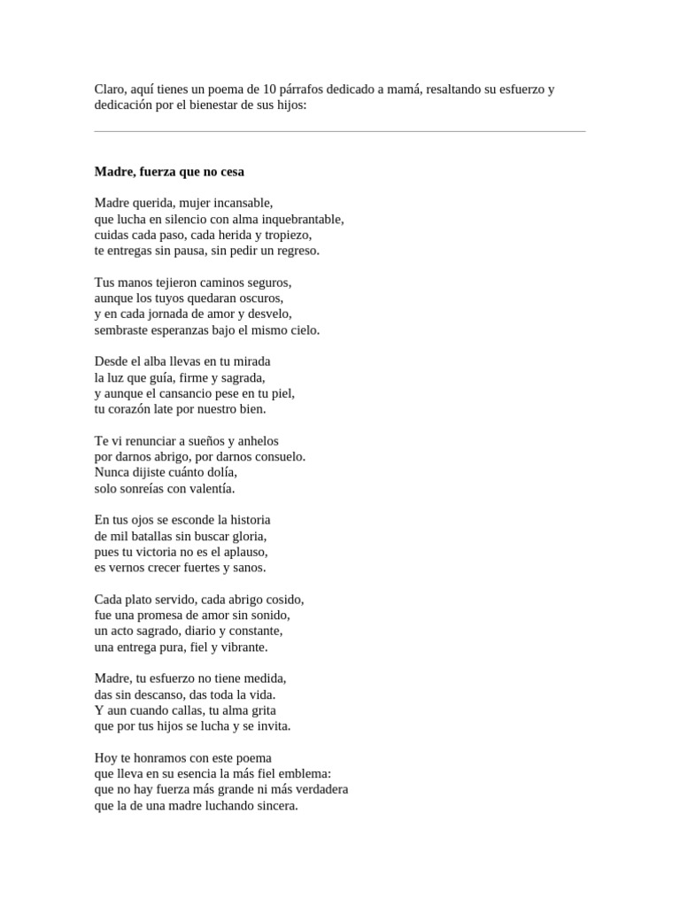 Poema Dia de Las Madres | PDF