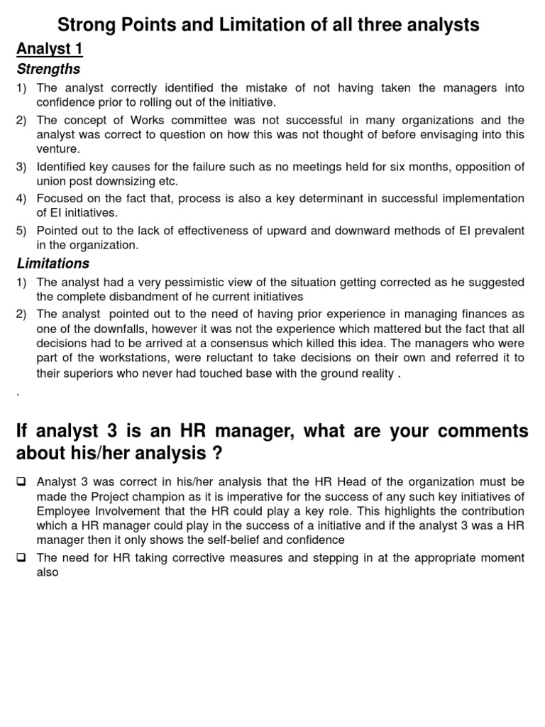 Strengths and Limitations of Analysts' Insights | PDF | Career & Growth ...