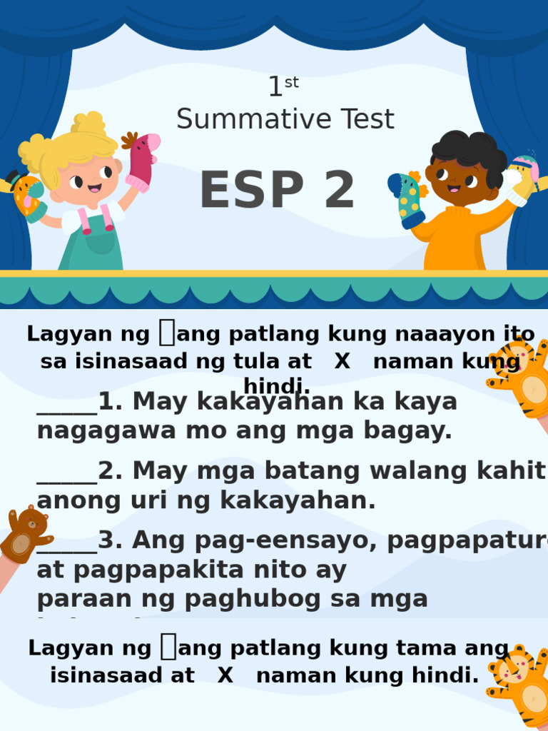 1st Summative-Esp & Filipino | PDF