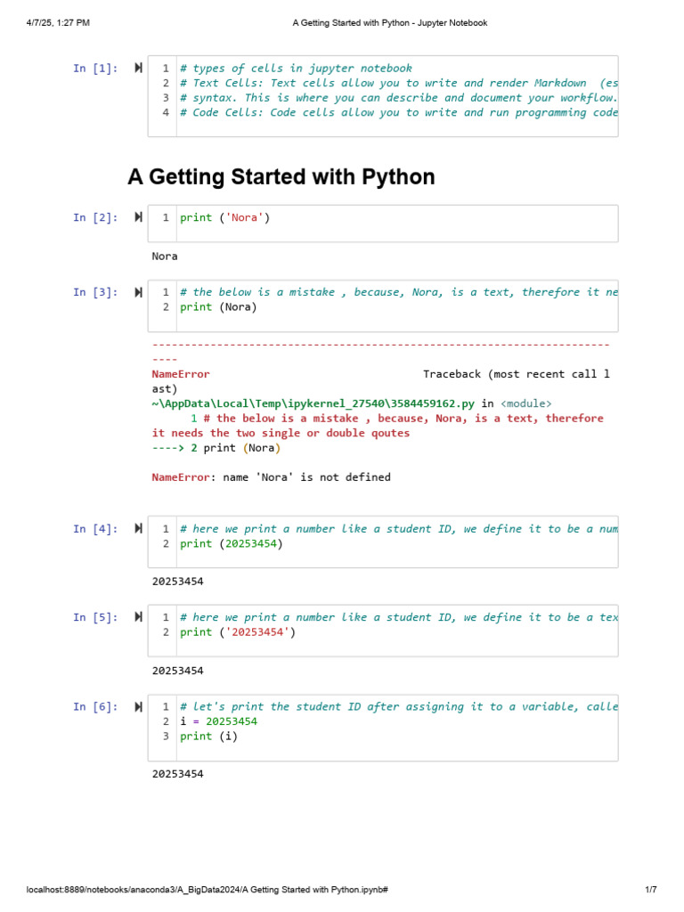 A Getting Started With Python 2025 - Jupyter Notebook | PDF | Parameter (Computer Programming ...