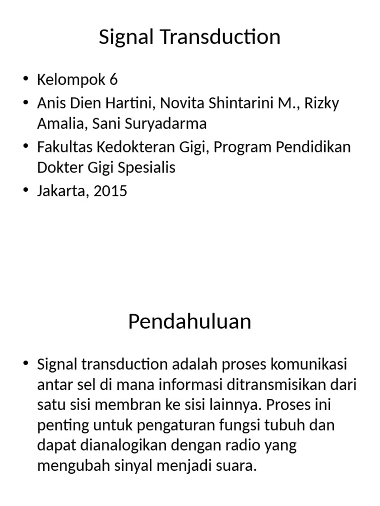 Signal Transduction Presentation 21 Slides | PDF
