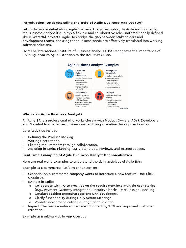 Agile Business Analyst Examples - Real-Time Scenarios and Best ...