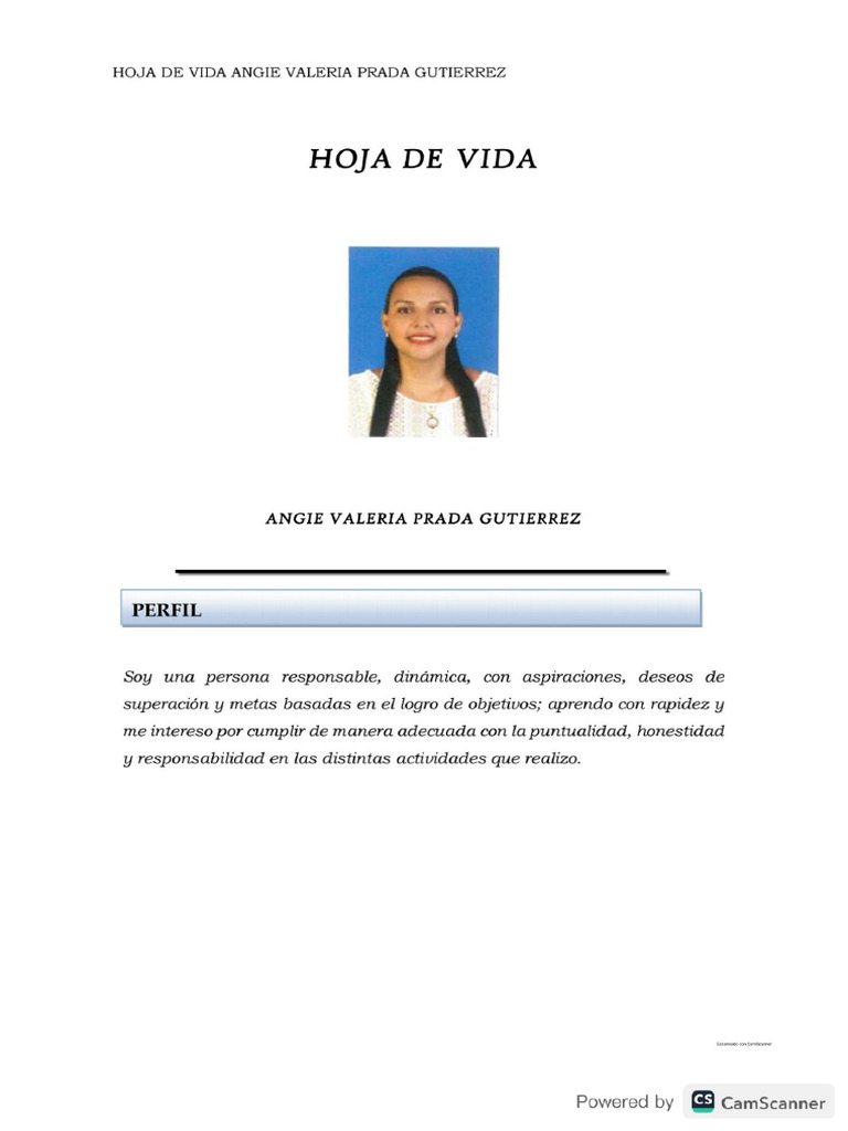Hoja de Vida Angie Valeria Prada Gutierrez | PDF