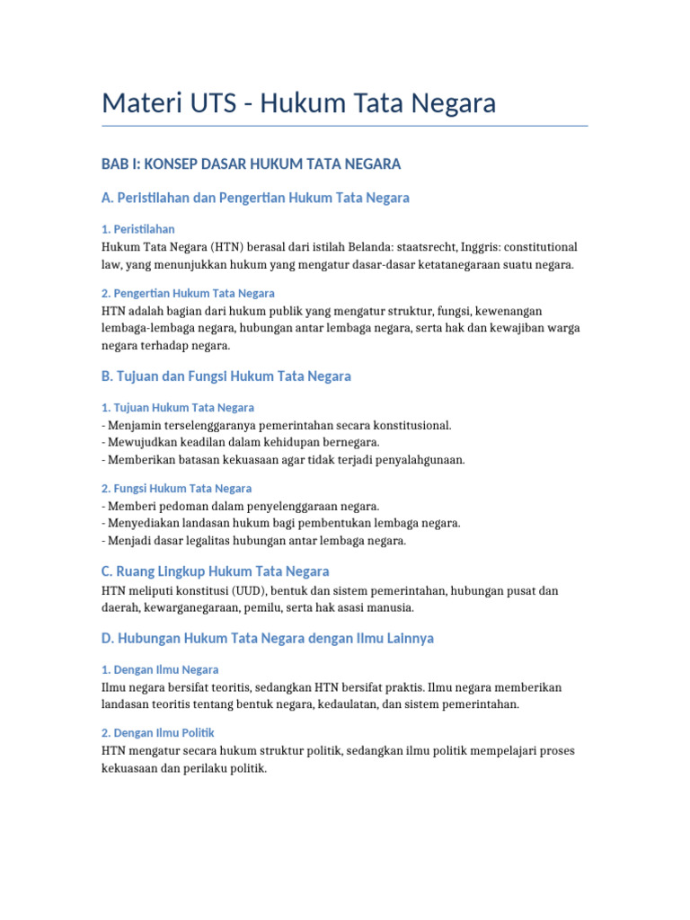 Materi UTS Hukum Tata Negara | PDF