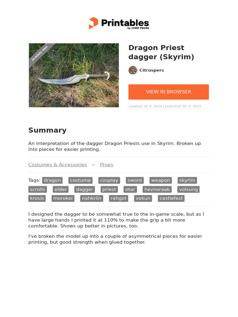 Dragon Priest Dagger Skyrim | PDF