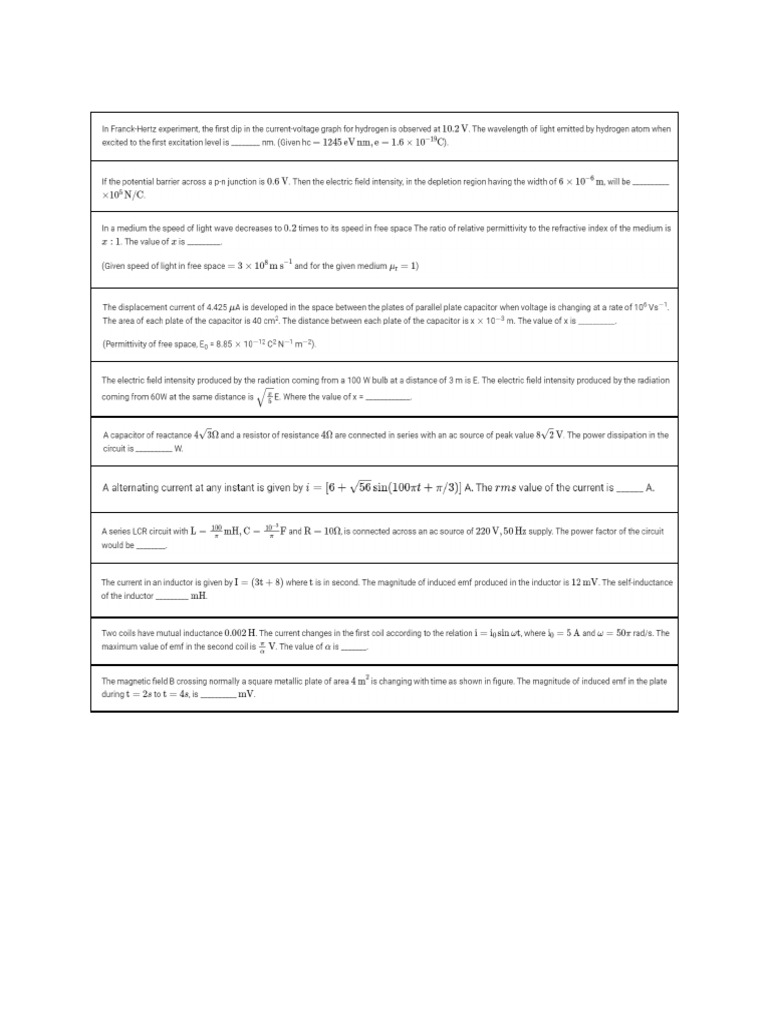 GT 2 JEE Practice Questions (Numerical Type) | PDF