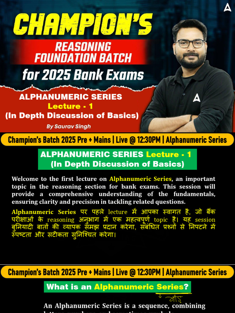 Alpha Numeric Series Class - 1 | PDF | Linguistics