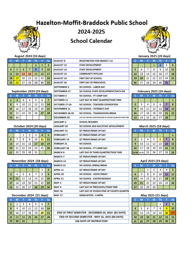 Hazelton-Moffit-Braddock School Calendar | PDF | Observances | Holidays