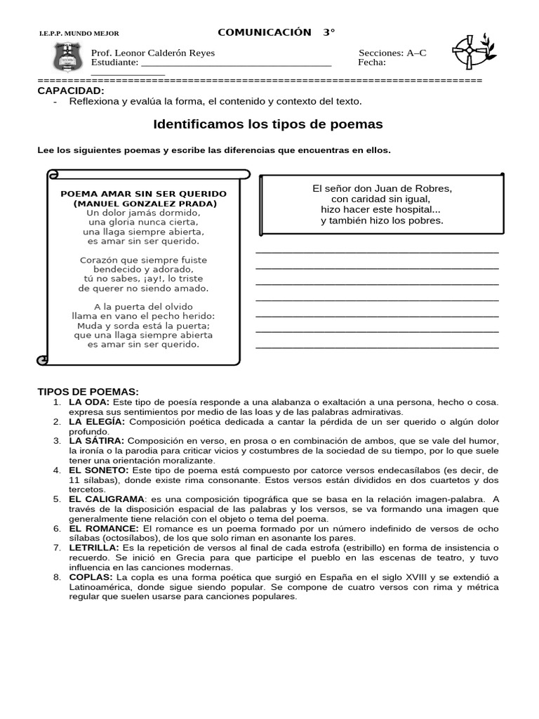 Tipos de Poemas | PDF | Poesía | Metro (poesía)