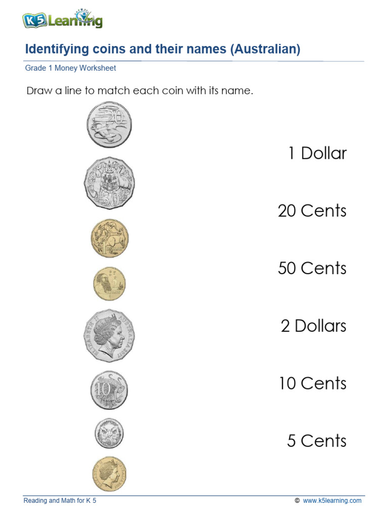 Grade 1 Money Match Coin Name Aus Dollar 2 | PDF