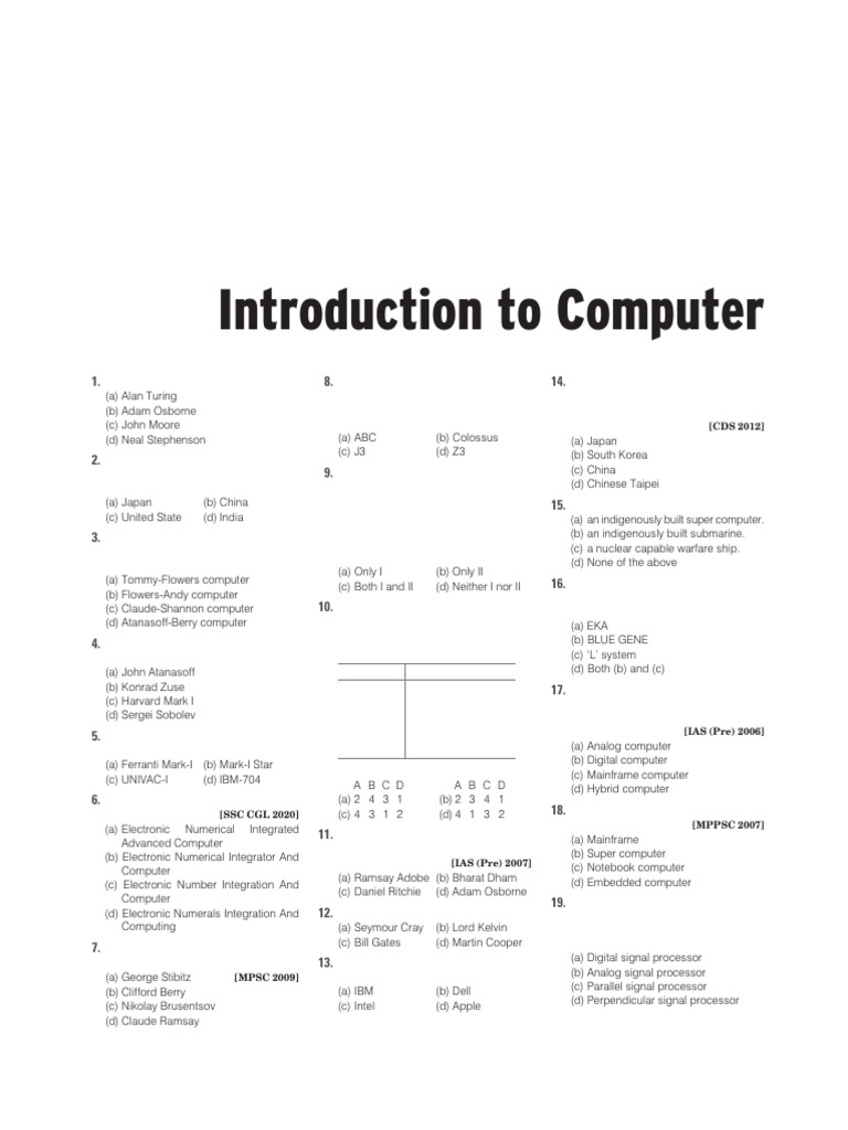 Arihant - Computer PYQs | PDF | Computer Data Storage | Random Access Memory