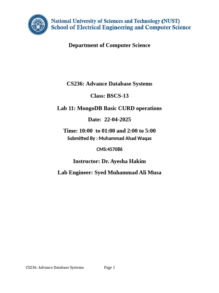 Lab 10 Mongo - DB Installtion Aand Config | PDF | Mongo Db | Databases