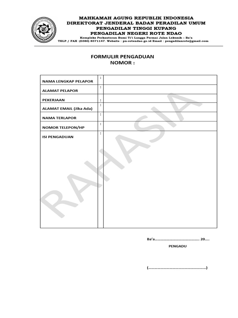 Formulir Pengaduan | PDF