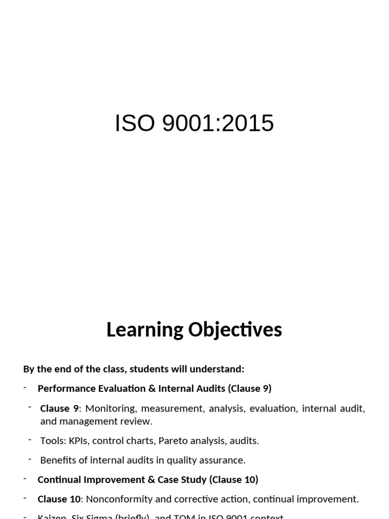 Lec 4 - ISO 9001-2015 | PDF | Audit | Quality Management System