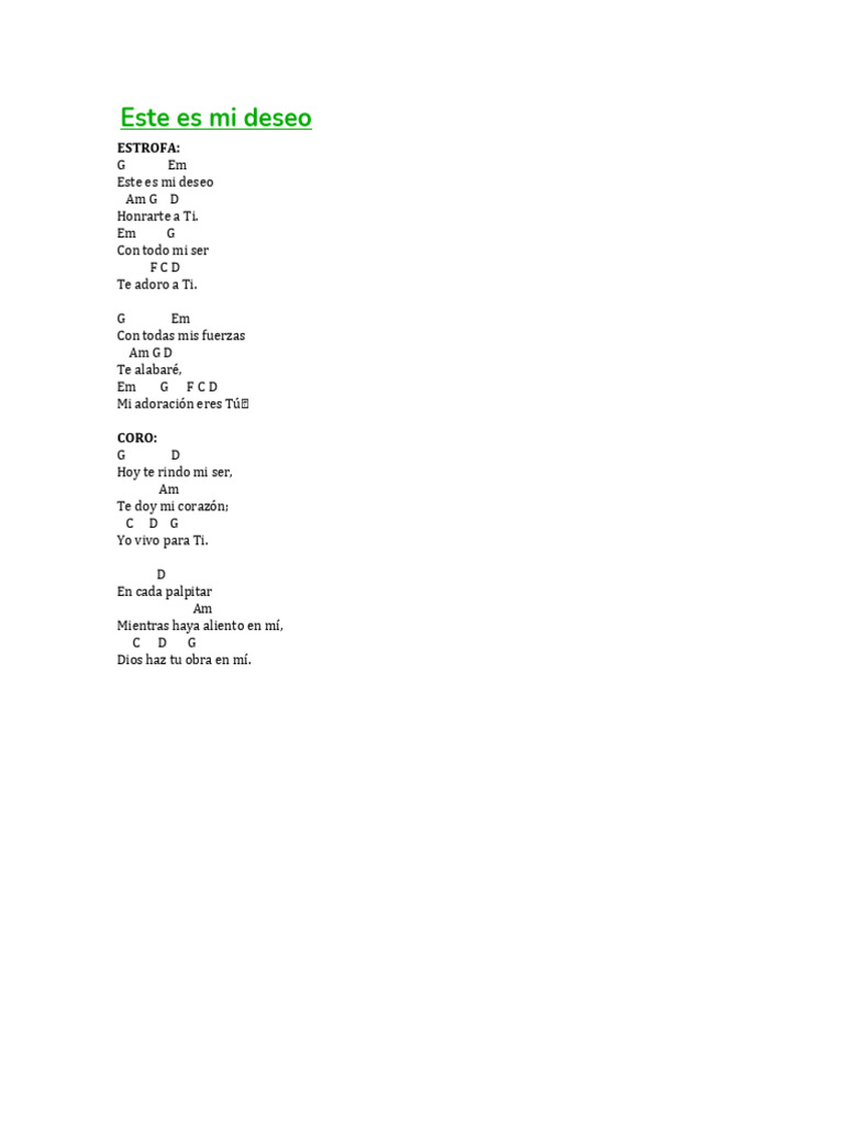"Letra de 'Este es mi deseo' de Claudio Freidzon" | PDF