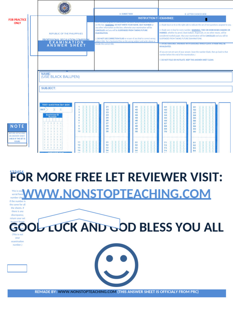 Sample Let Answer Sheet | PDF