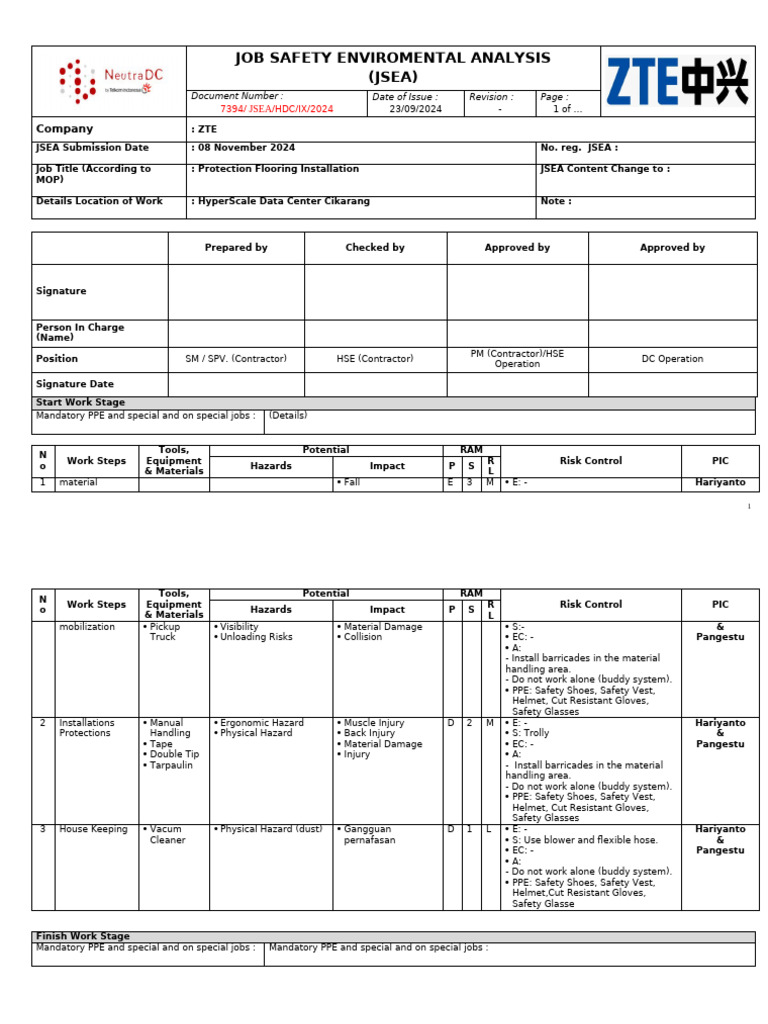 Form JSEA - PT Telkom Data Ekosistem - Update Protection English | PDF ...