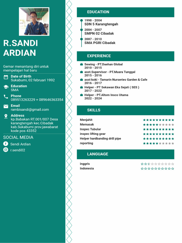 CV R.sandi Ardian Terbaru 2025. | PDF