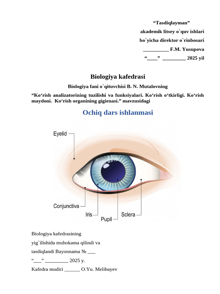 Ochiq Dars Titul - Ko'z | PDF