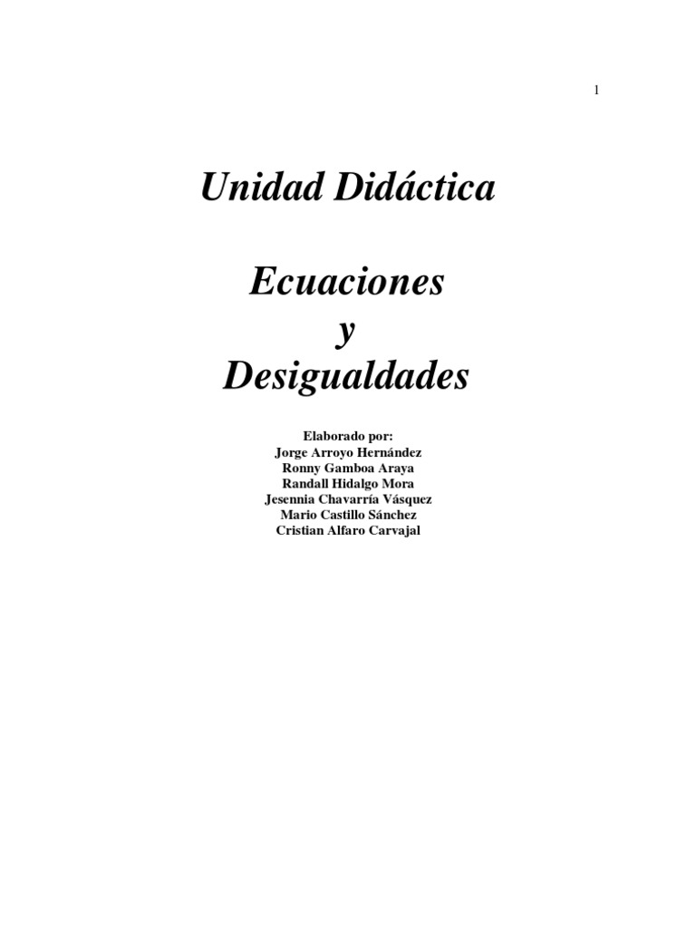 Unidadad Didáctica de Ecuaciones y Desigualdades | PDF | Ecuación cuadrática | Ecuaciones