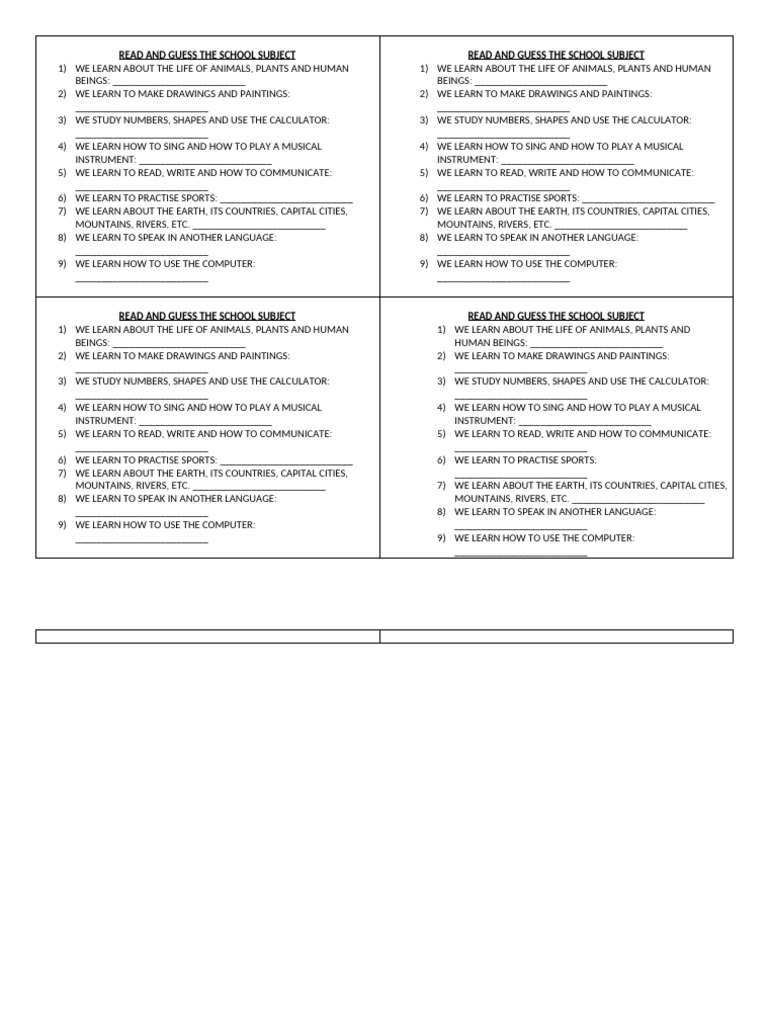 Read and Guess The School Subject | PDF | Human Communication | Linguistics