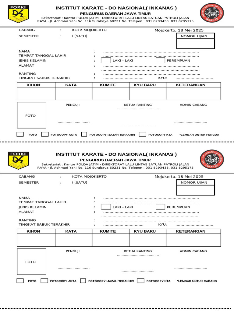 Formulir Ujian 2025 | PDF