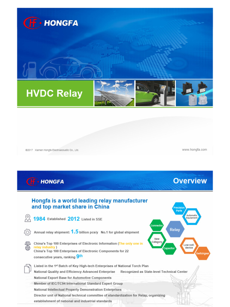 Hongfa HVDC Relay For EV Car and Charger Station | PDF | Relay ...