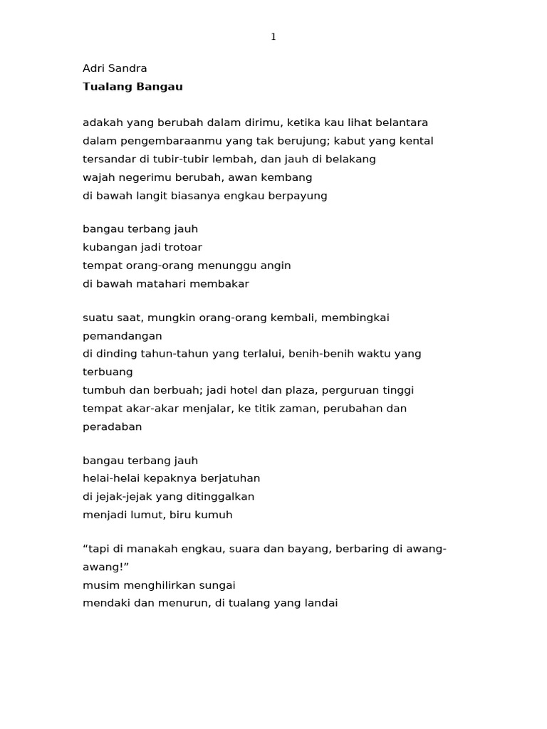 Tualang Bangau (Karya Adri Sandra) | PDF