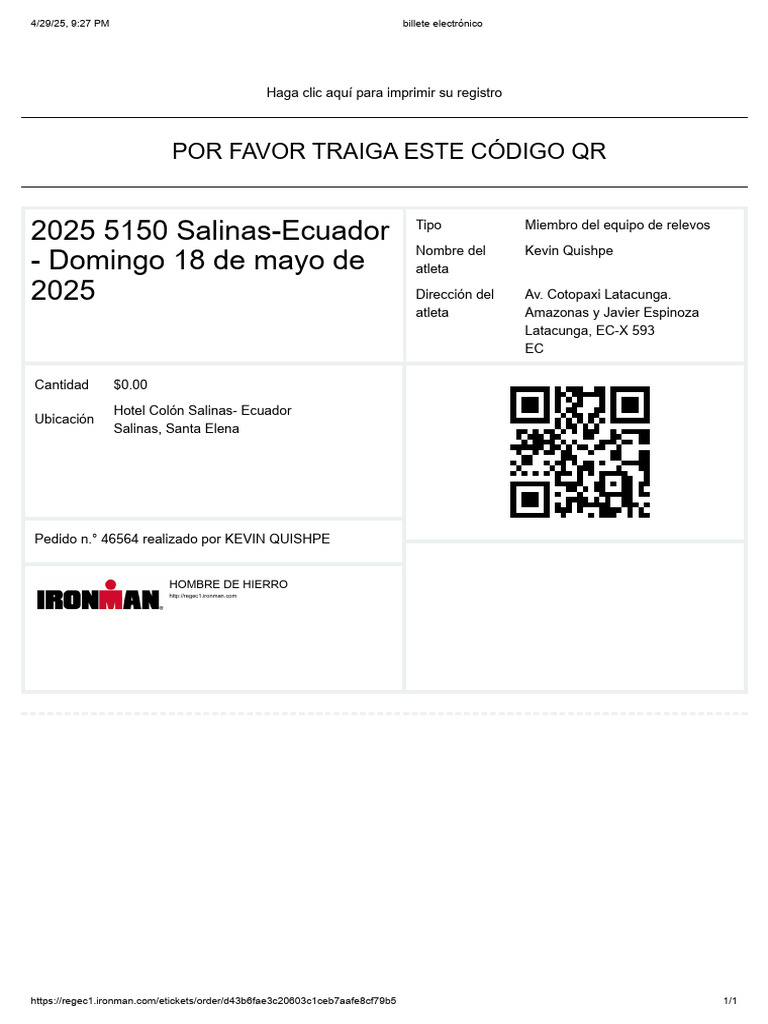 Billete Electrónico - PDF SALINAS | PDF