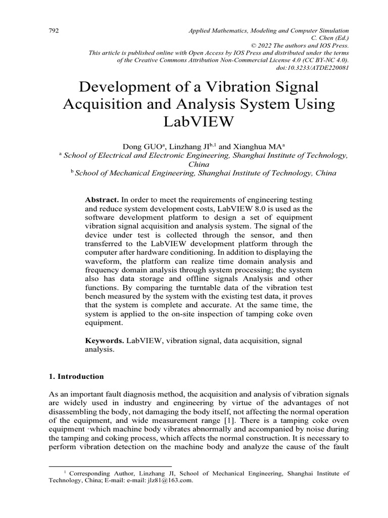 Development of a Vibration Signal Acquisition and Analysis | PDF | Spectral Density | Data ...