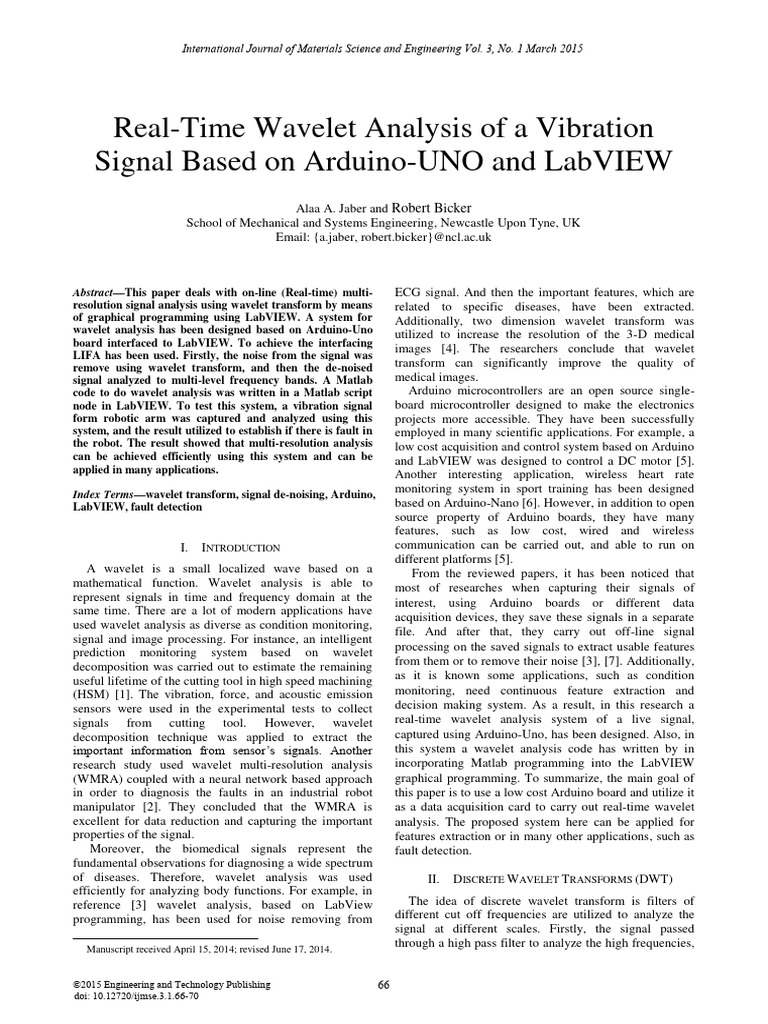 Real Time Wavelet Analysis of A Vibration | PDF | Wavelet | Computer ...