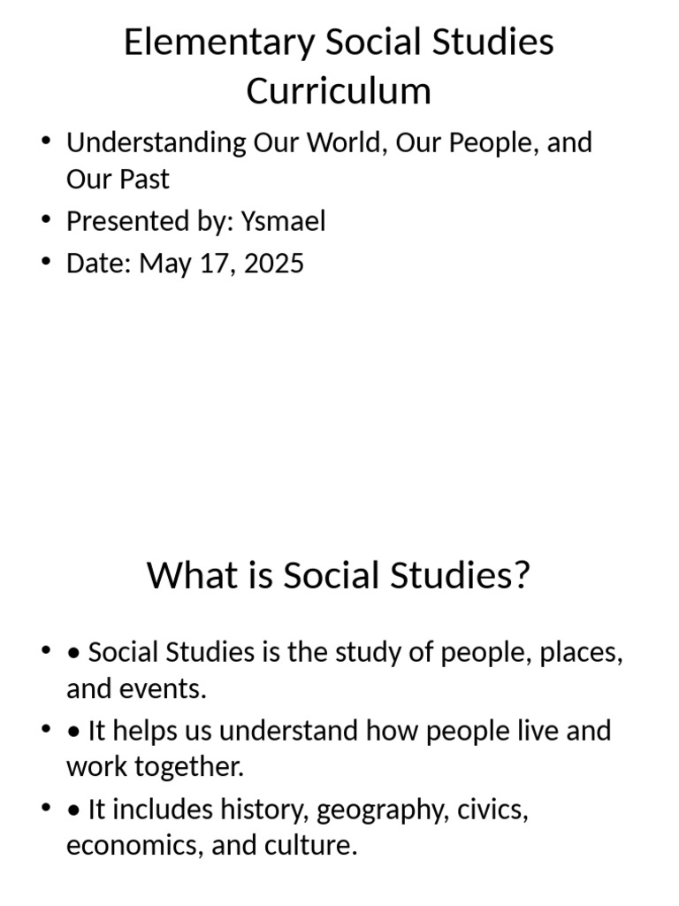 Elementary Social Studies Curriculum | PDF