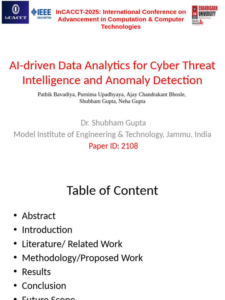 AI-driven Data Analytics For Cyber Threat Intelligence and Anomaly Detection-2108 | PDF ...