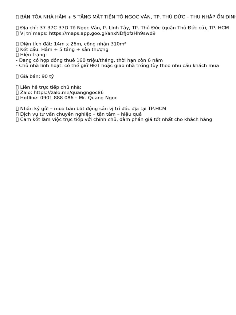 Toa Nha To Ngoc Van Thu Duc | PDF