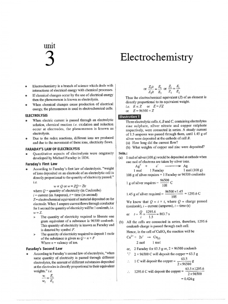 1 Faradays Law of Electrolysis | PDF
