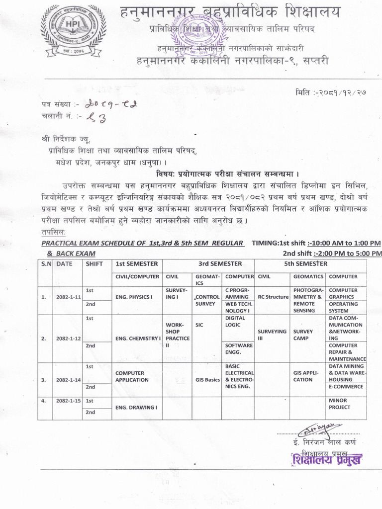 Practical Schedule | PDF