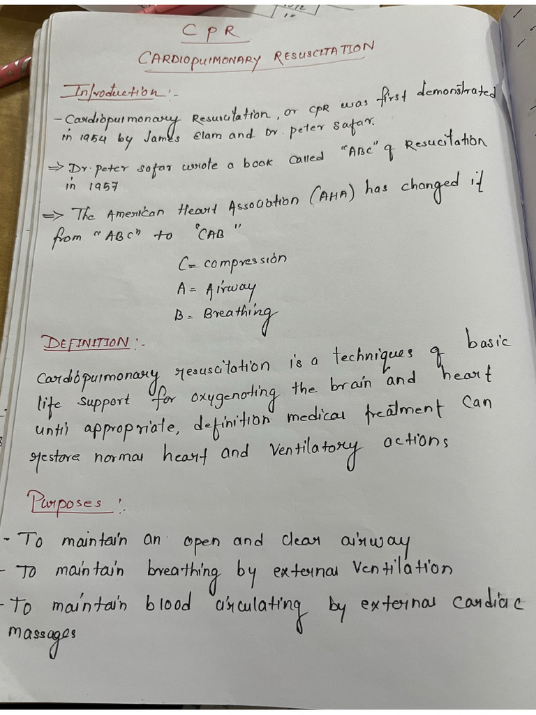 CPR Procedure Notes | PDF