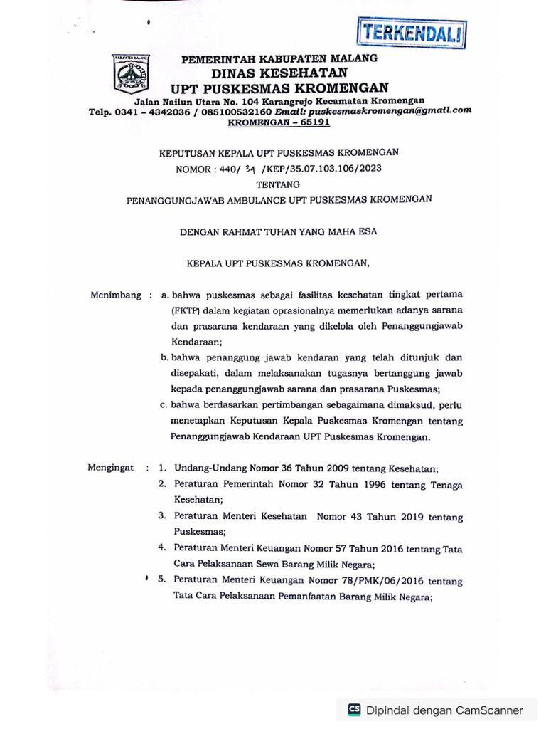 Scan SK Penanggung Jawab Ambulance | PDF