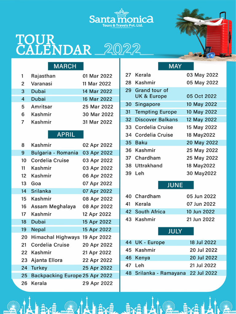 Tour Calender 2022 | PDF