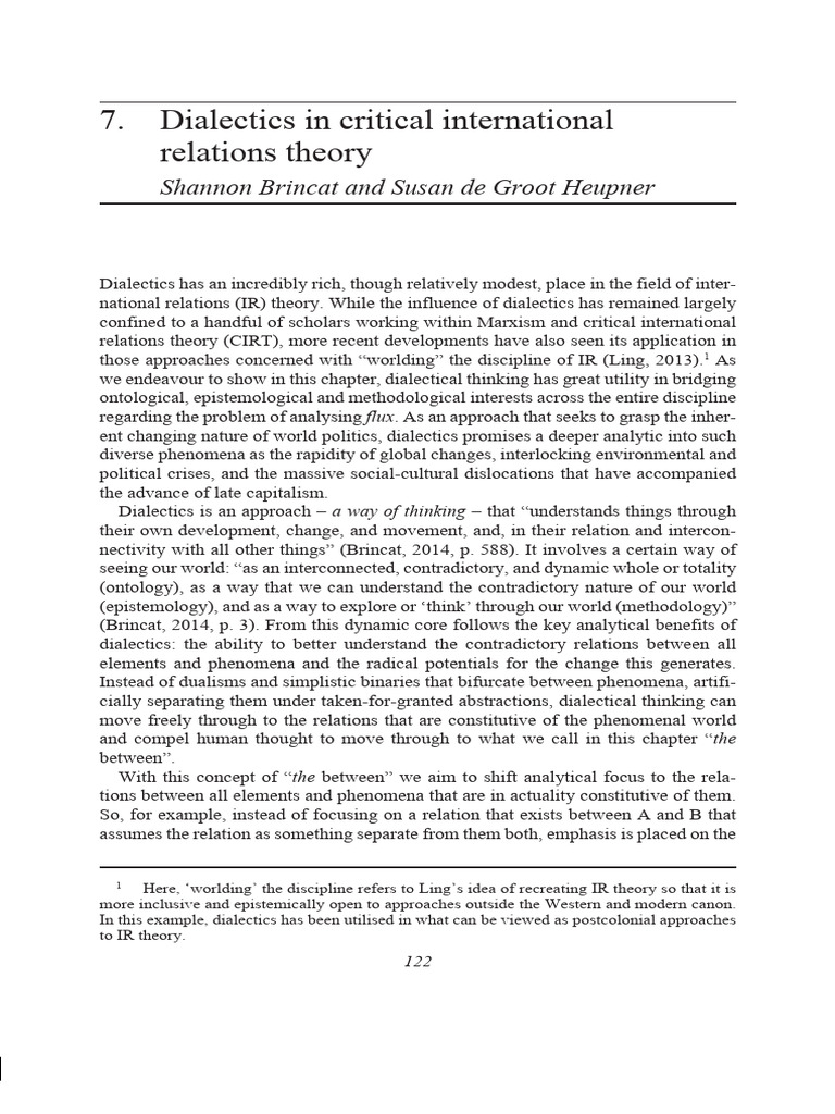 Dialectics in International Relations Theory | PDF | Dialectic ...