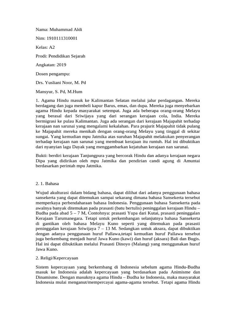 Muhammad Aldi A2 (1910111310001) Uas Sejarah Awal Mashi | PDF