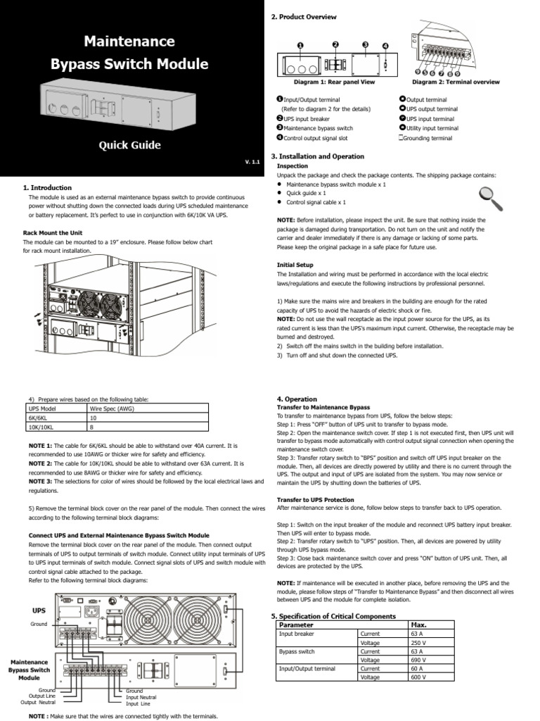 Mbs 6 10k Quick Guide v1.1 | PDF | Switch | Electromagnetism
