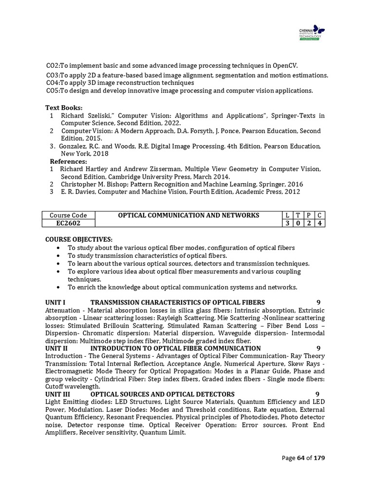 R22 (2022-26) - CIT Curriculum - ECE-64-67 | PDF | Optical Fiber ...