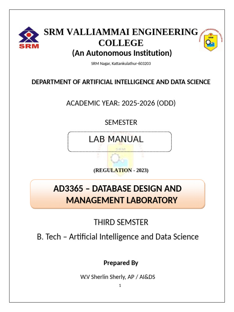 DDM Lab Manual 2024-2025 | PDF | Databases | Database Design