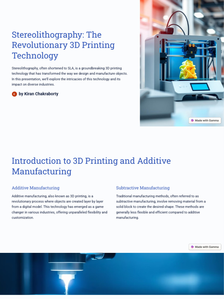 Stereolithography The Revolutionary 3D Printing Technology | PDF | 3 D Printing | Secondary ...