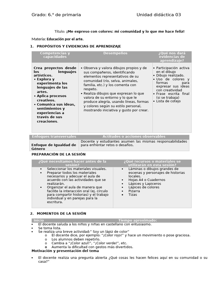 Sextogrado U3 s1 | PDF | Aprendizaje | Dibujo