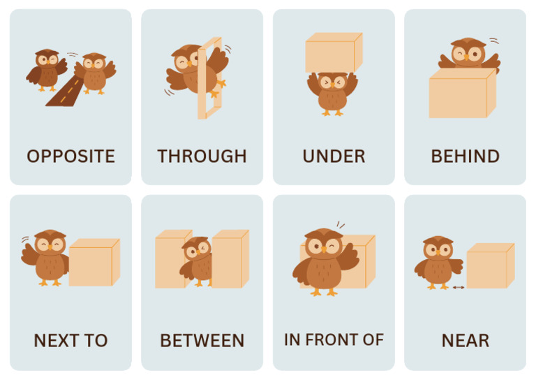 Prepositions of Place Flashcards in Brown Illustrative Style - 20250507 ...