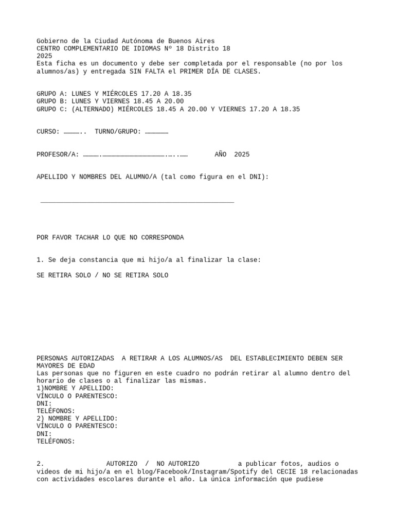 Ficha de Inscripción CECIE 18 2025 | PDF